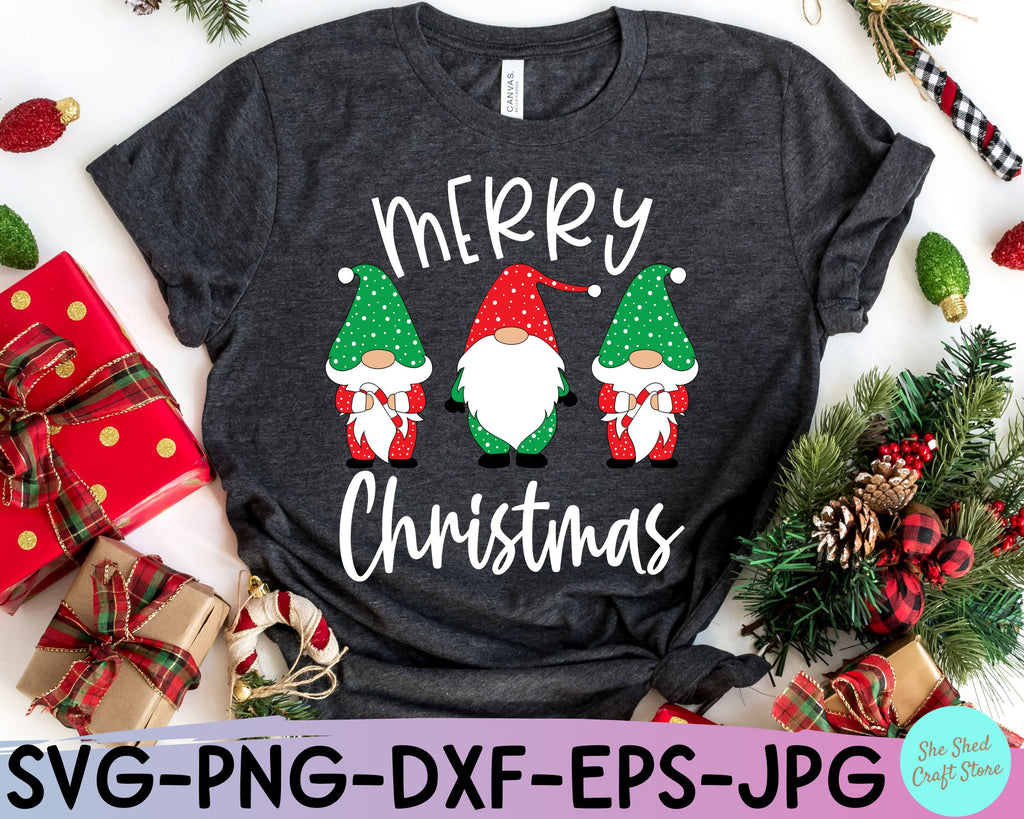 Merry Christmas Gnomes SVG Cut File - So Fontsy