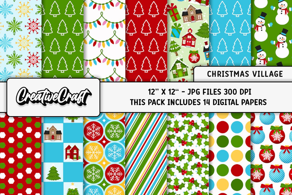 Merry Christmas Holiday Digital Papers, scrapbooking backgrounds ...