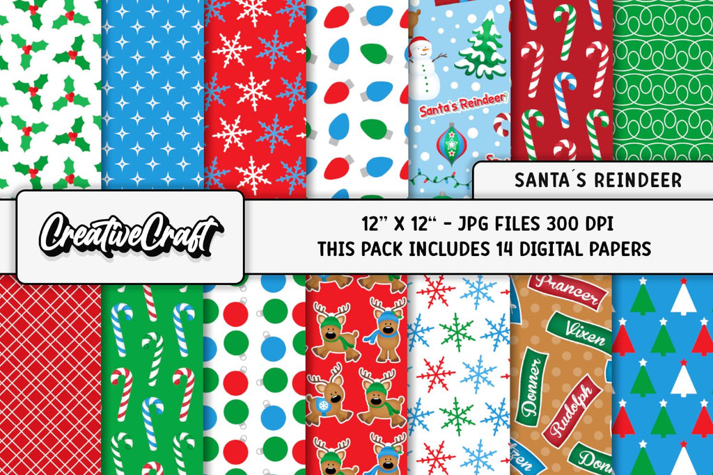 Merry Christmas Holiday Digital Papers, scrapbooking backgrounds ...