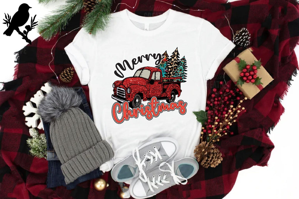 Merry Christmas Red Truck Sublimation - So Fontsy