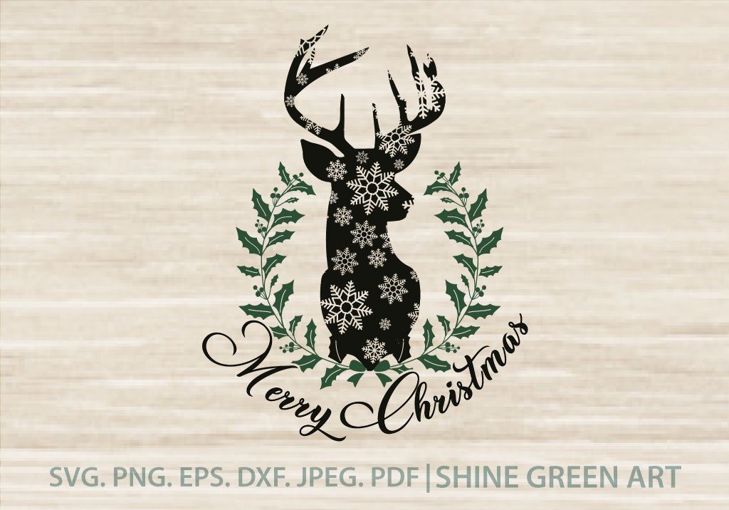 Merry Christmas SVG with Reindeer - So Fontsy
