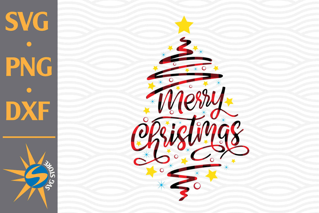 Merry Christmas Tree SVG, PNG, DXF Digital Files Include - So Fontsy