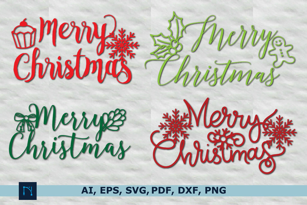 Merry Christmas typography SVG bundle - So Fontsy