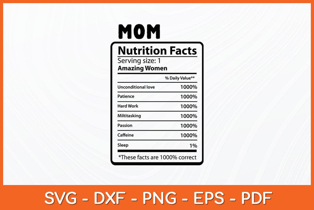 Mom Nutrition Facts Svg Design - So Fontsy