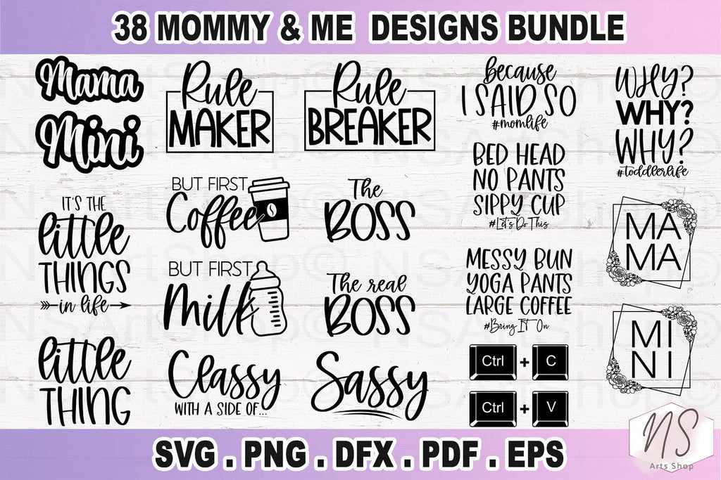 Mommy And Me Bundle svg - Mom svg Bundle - svg - dxf - eps - png ...