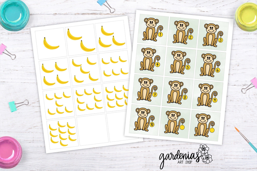 Monkey and Bananas Matching Counting Game - So Fontsy