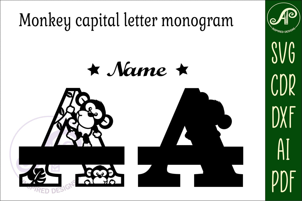 Monkey Capital Monogram Letter A SVG - So Fontsy