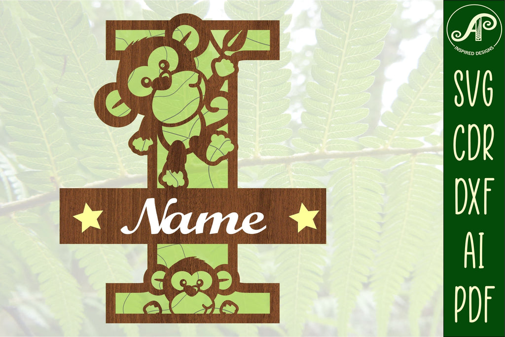 Monkey Capital Monogram Letter I SVG - So Fontsy
