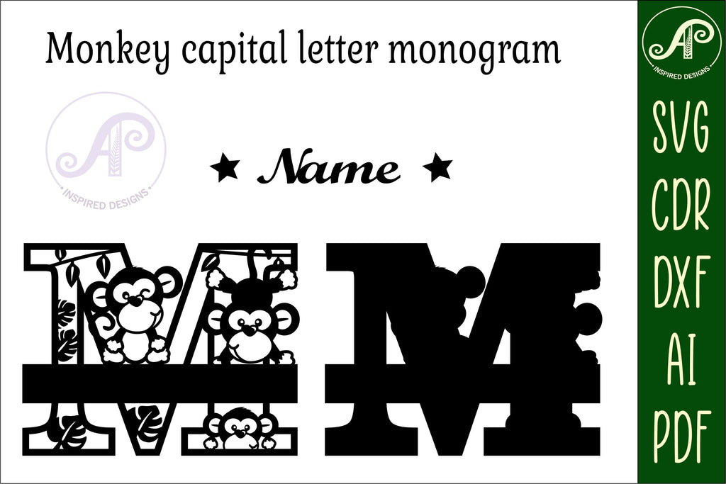 Monkey Capital Monogram Letter M SVG - So Fontsy
