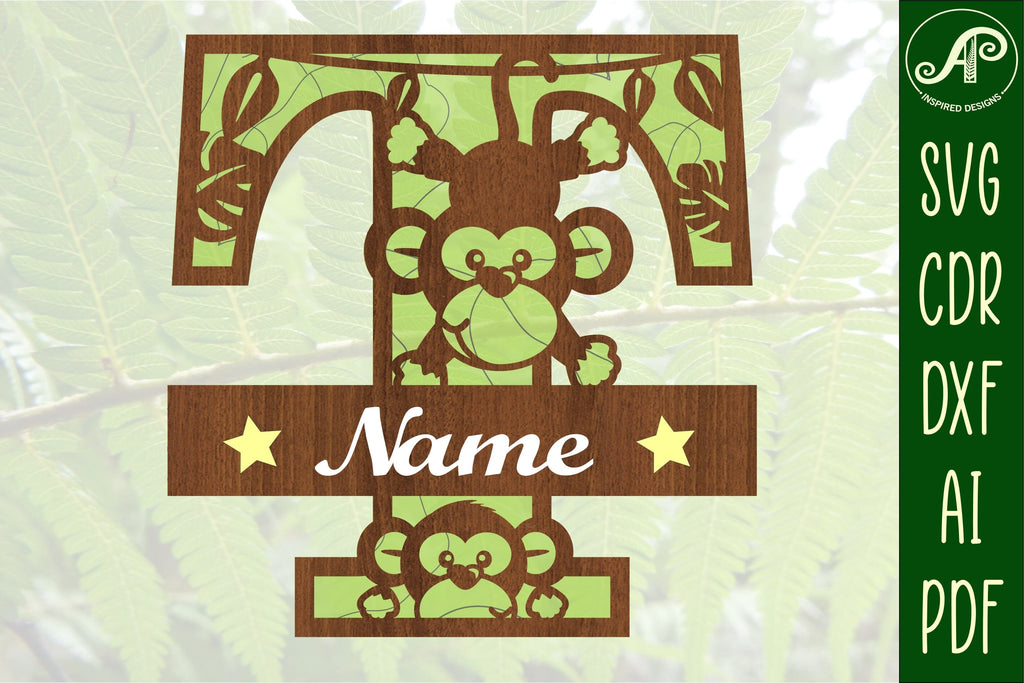 Monkey Capital Monogram Letter T SVG - So Fontsy