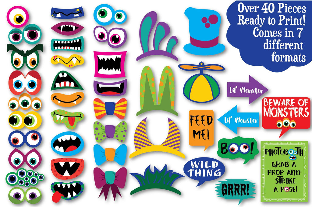 Monsters Photo Booth Props SVG Cut File Bundle - So Fontsy