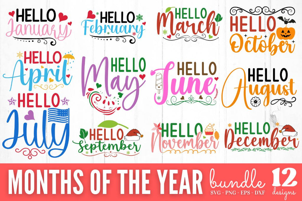 Months of the Year SVG Bundle - So Fontsy