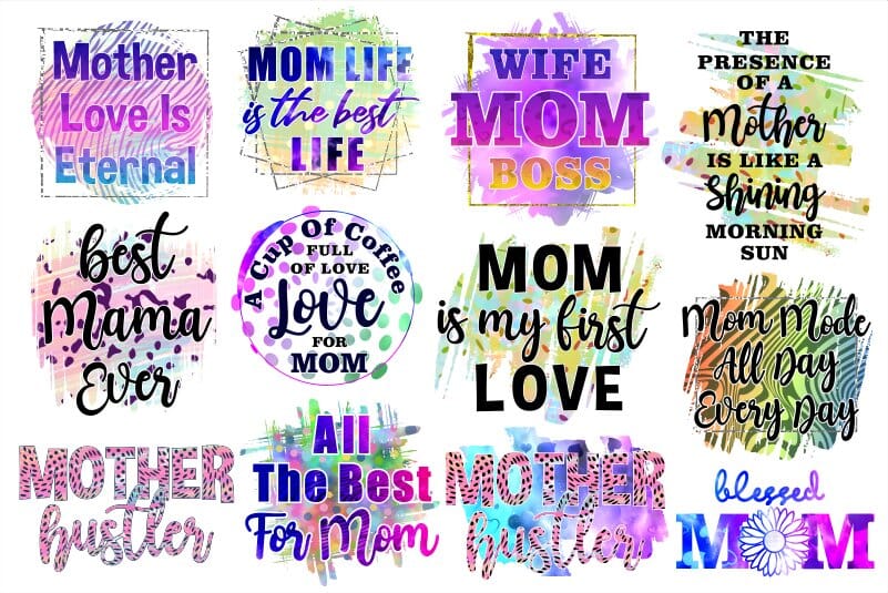 Mothers Day Sublimation Bundle, Mom Inspirational Quotes Sublimation ...