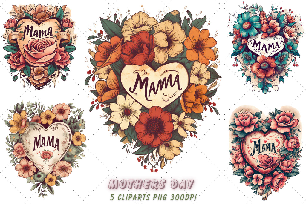 Mothers Day sublimation Clipart Bundle, Mama, Mom, Mother's Day - So Fontsy