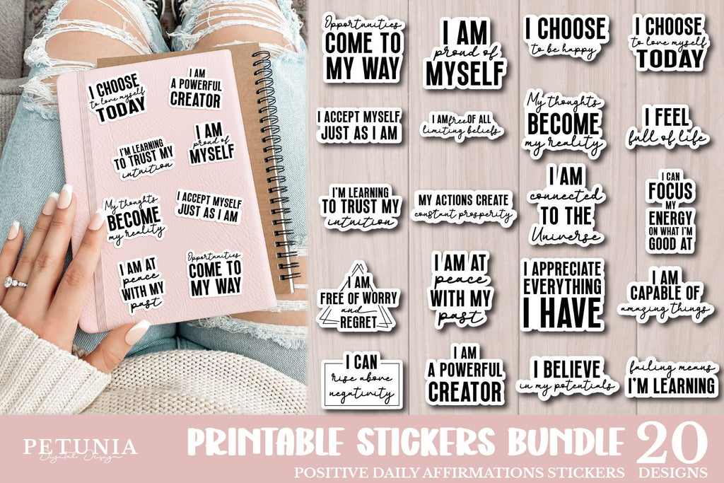 Motivational Sticker Bundle | Printable Stickers Bundle - So Fontsy