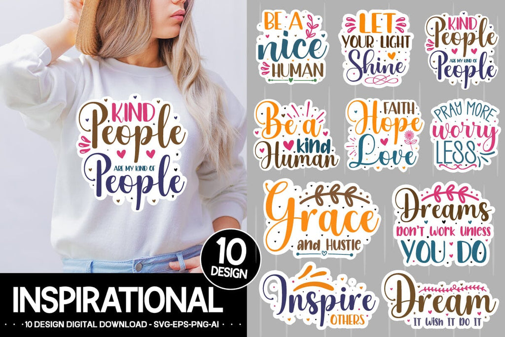 Motivational Sticker svg Bundle, Inspirational sticker bundle - So Fontsy