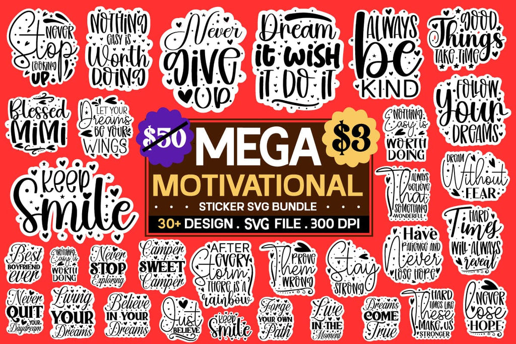 Motivational Sticker Svg Bundle , - So Fontsy