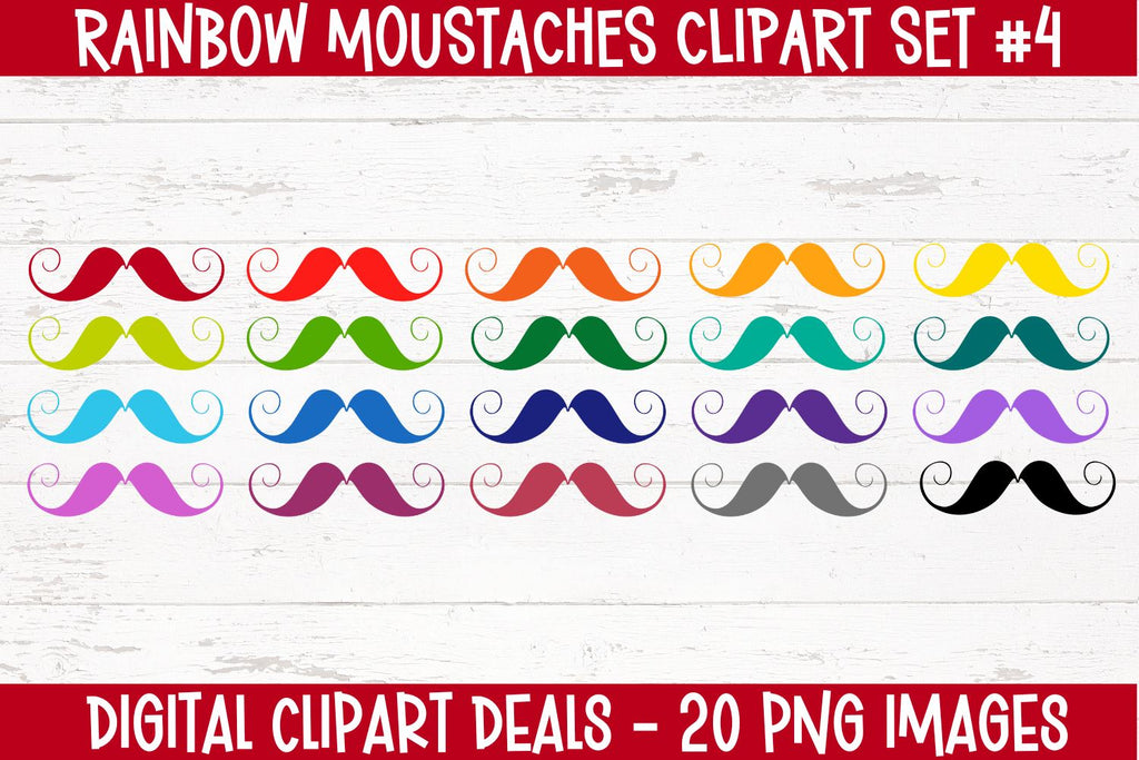 Moustache PNG Clipart - Rainbow Moustache #3 Elements Clipart Set - So ...