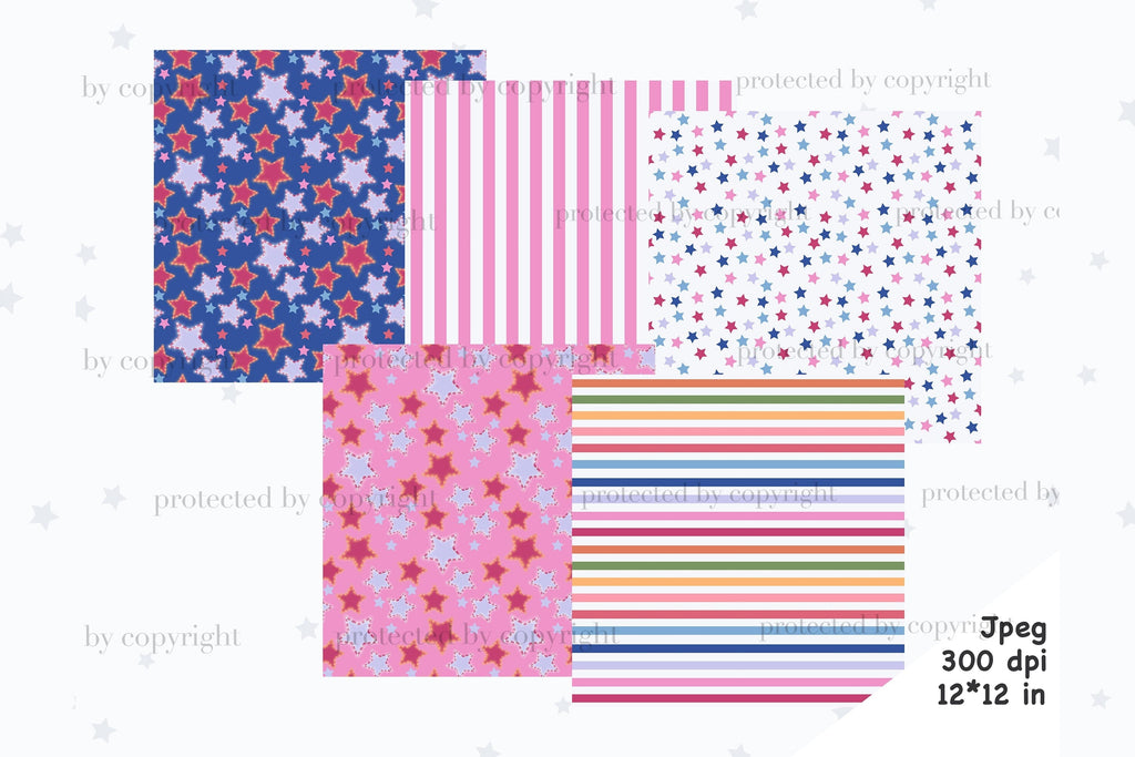 Movie Night Digital Paper | Stars Seamless Pattern - So Fontsy