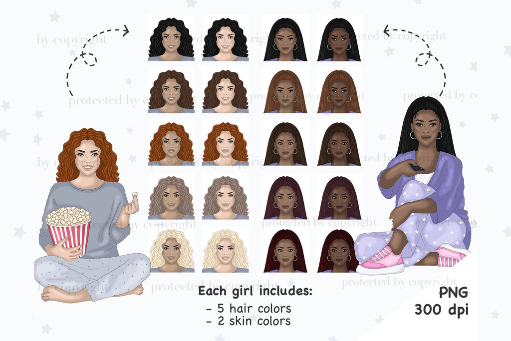 Movie Night Girl Clipart | Best Friends Clipart - So Fontsy