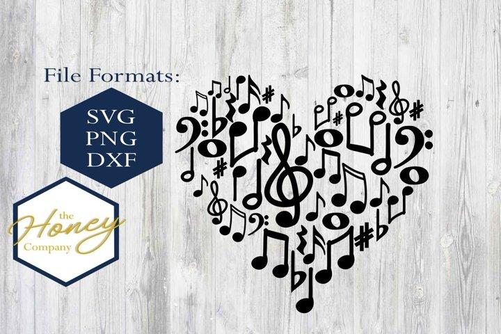 Music Notes SVG PNG DXF Piano Teacher Heart CUtting File - So Fontsy