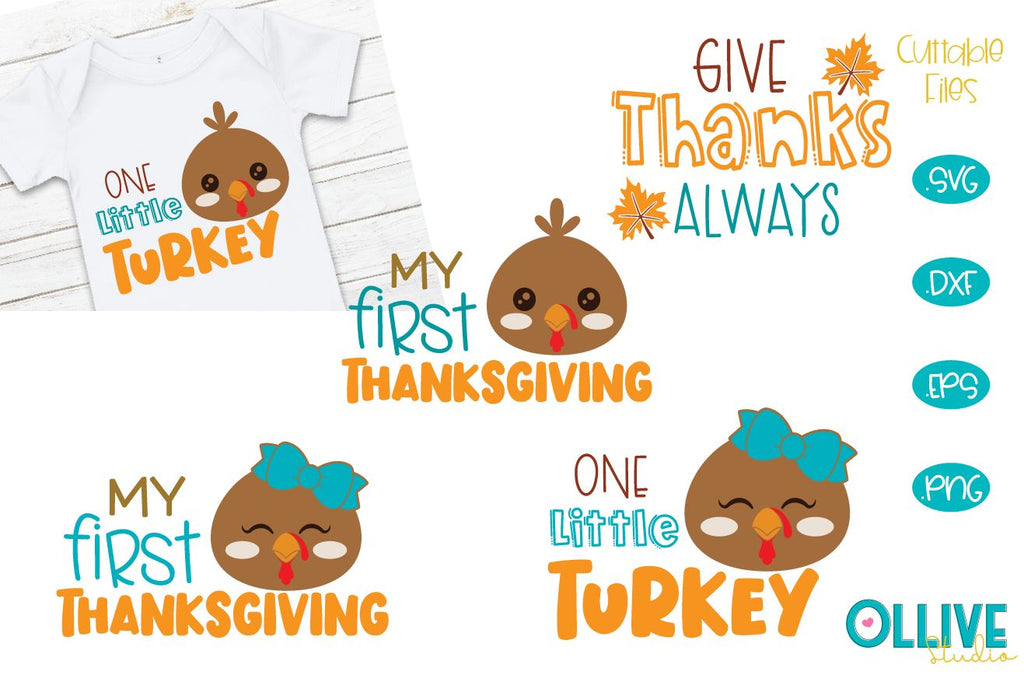 My First Thanksgiving, Little Turkey SVG Bundle - So Fontsy