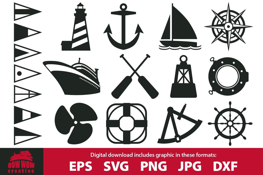 Nautical Boating Clipart & SVG Cutting Files - So Fontsy