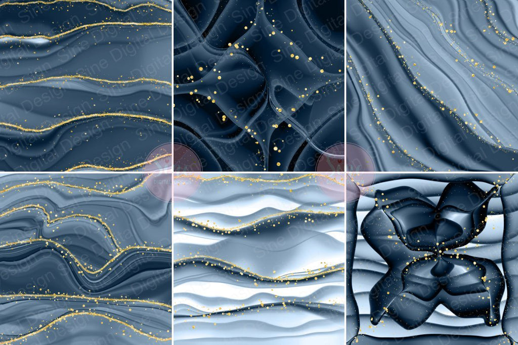 Navy Blue Ink Glitter Digital Papers Backgrounds - So Fontsy