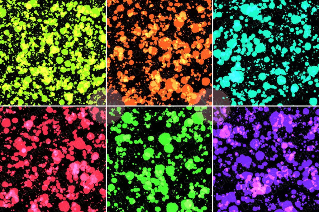 Neon Paint Splatter Digital Papers Backgrounds - So Fontsy