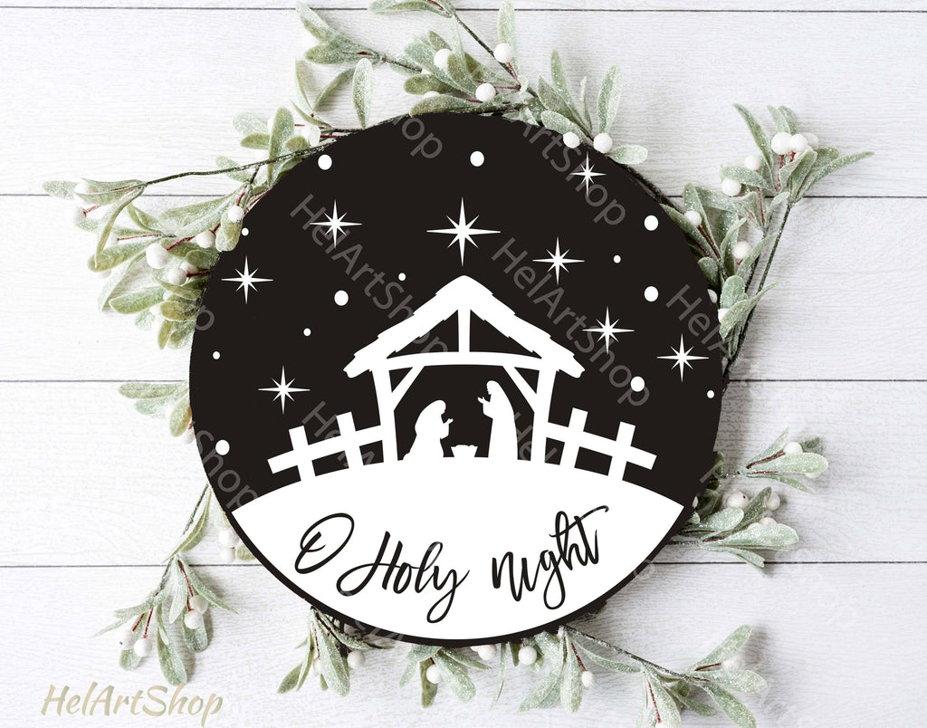 O Holy Night SVG, Round Christmas Sign SVG - So Fontsy