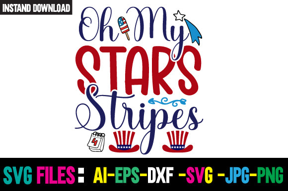 Oh My Stars Stripes SVG Cut File - So Fontsy