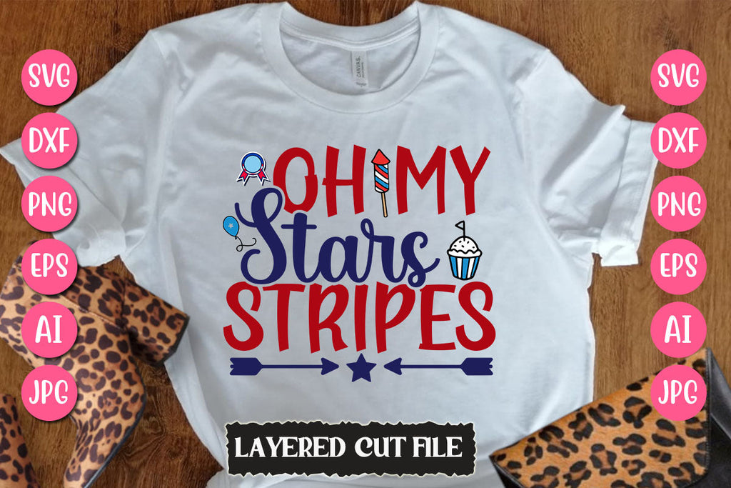 Oh My Stars Stripes SVG Cut File - So Fontsy