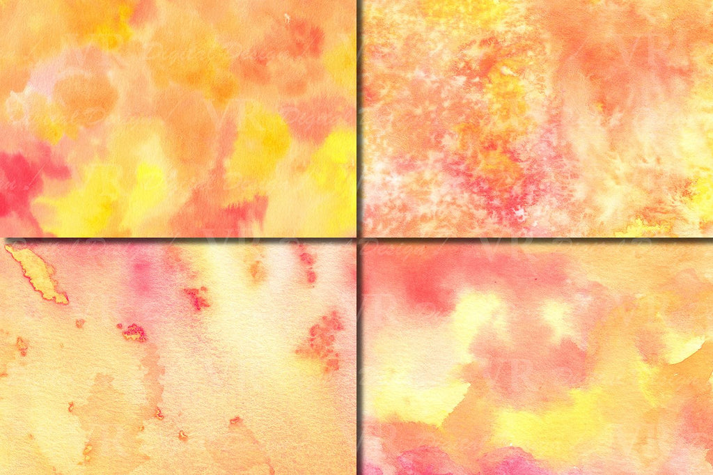 Orange Red Yellow Watercolor Digital Paper, Texture - So Fontsy