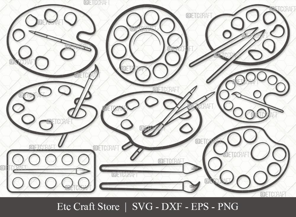 Paint Palette Outline SVG Cut File | Paint Svg | Palette Svg ...