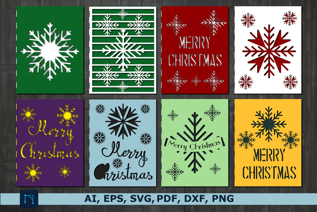 paper cut Christmas gift card SVG bundle - So Fontsy