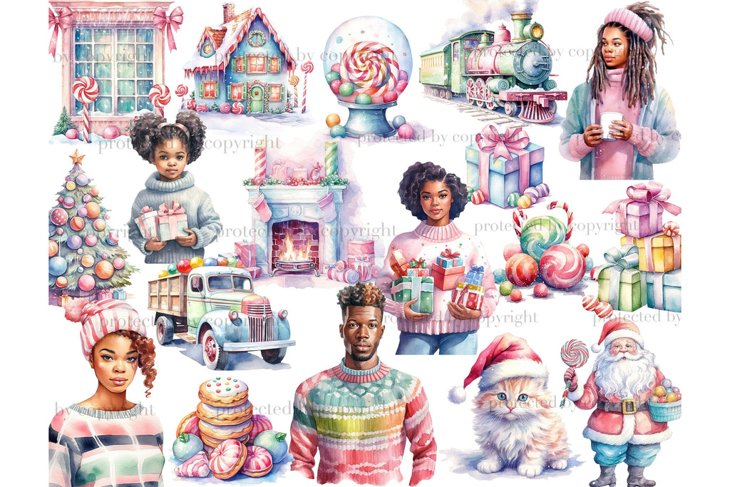 Pastel Christmas Clipart | Holiday Illustration Bundle - So Fontsy