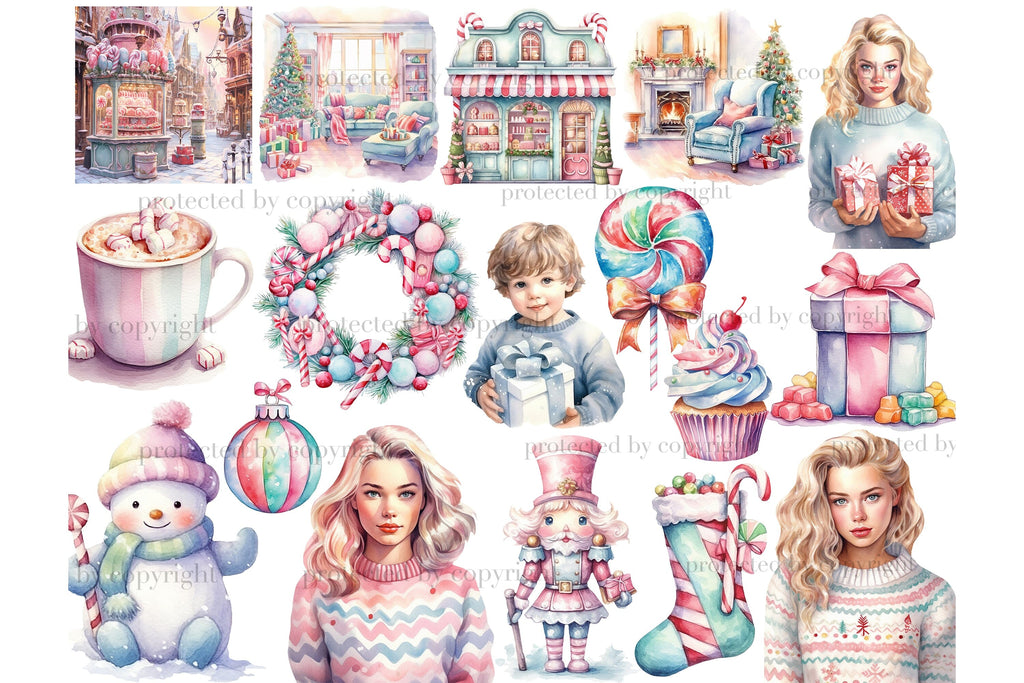 Pastel Christmas PNG | Xmas Clipart Bundle - So Fontsy