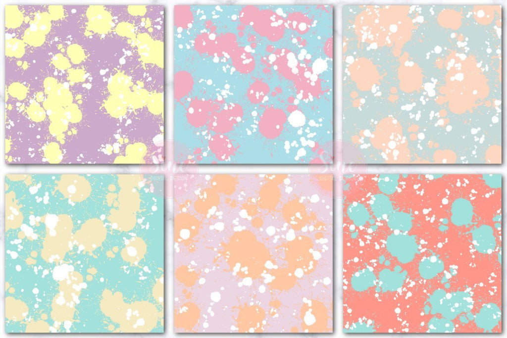 Pastel Splatter Digital Papers Backgrounds Set - So Fontsy