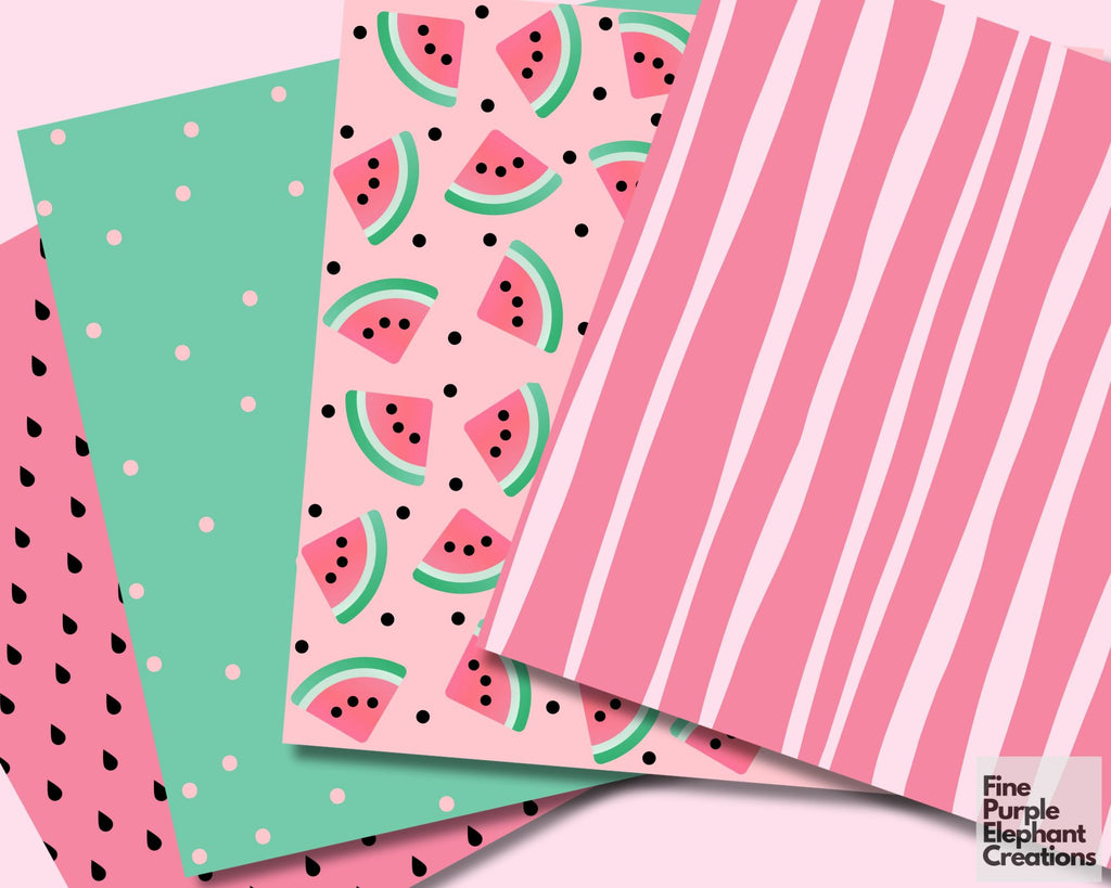Pastel Watermelon Digital Paper | Summer Themed Scrapbook - So Fontsy