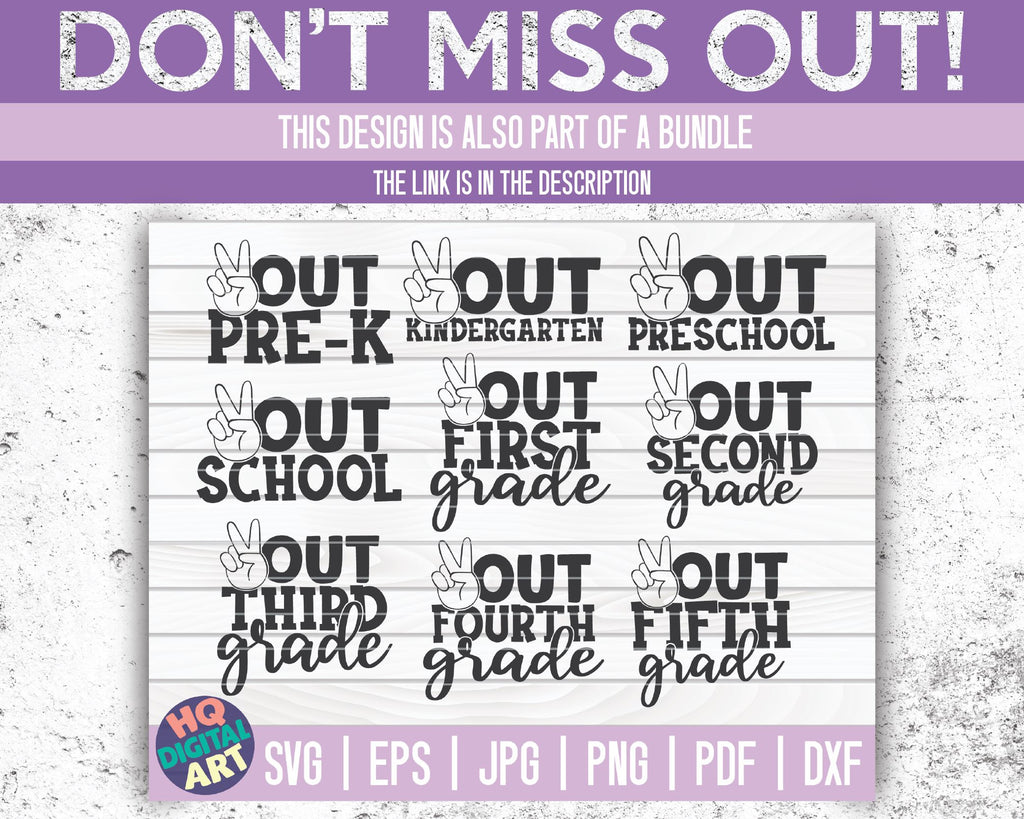Peace out fourth grade SVG | End of school quote - So Fontsy