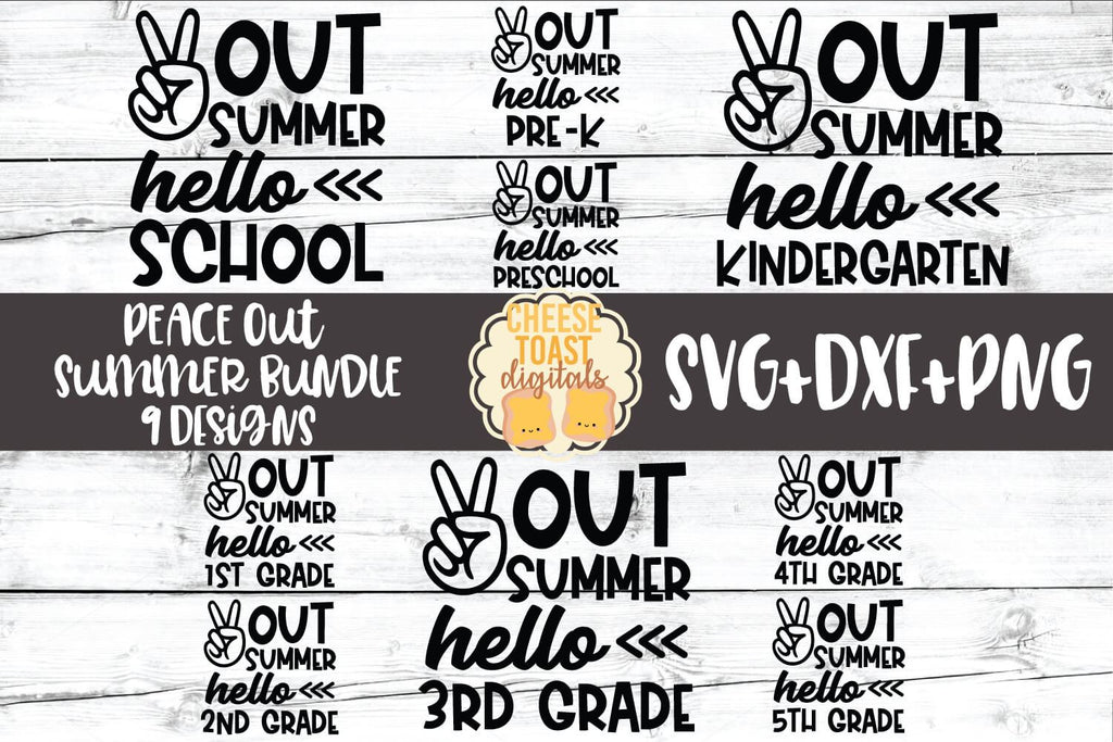 Peace Out Summer Hello School Bundle - Back to School SVG PNG DXF Cut ...