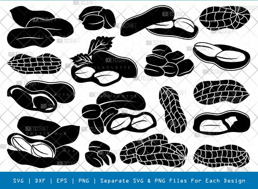 Peanut Silhouette, Peanut SVG, Nuts Svg, Peanut Vector Svg, Food Svg, Peanut In Shell, Peanut ...