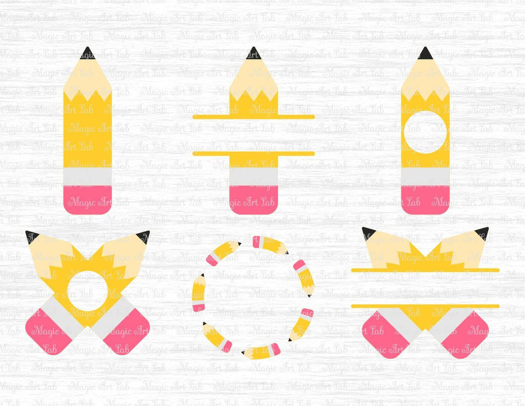 Pencil monograms cut files - So Fontsy