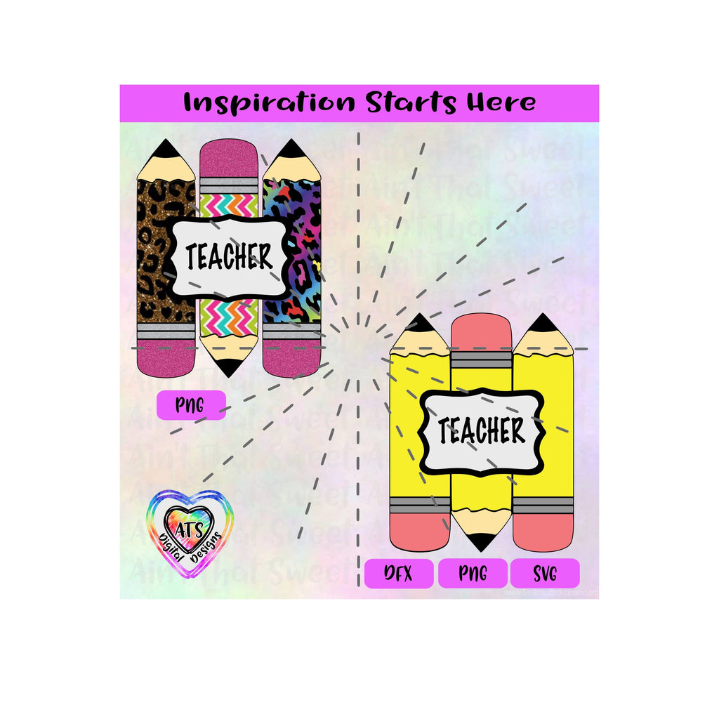 Pencils | Teacher | Label | Back to School - Transparent PNG SVG DXF ...