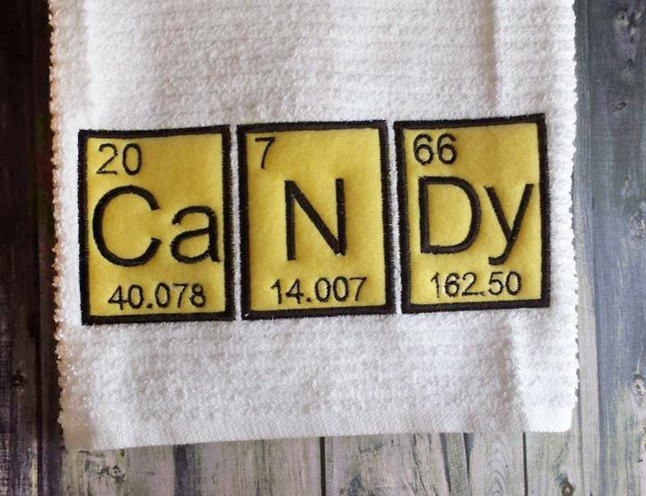 Periodic Table Candy Applique Embroidery - So Fontsy