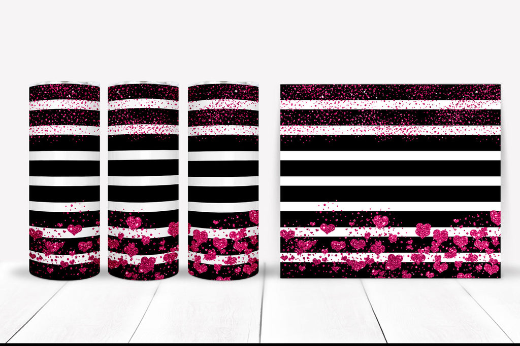 Pink Hearts Stripes PNG I Valentines Day 20 Oz Tumbler - So Fontsy
