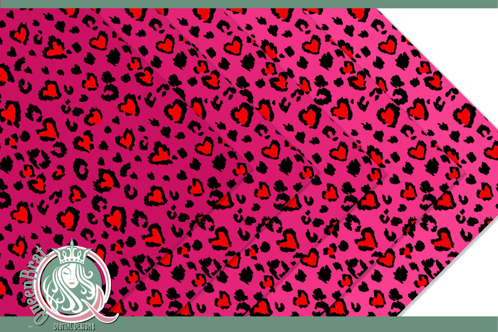 Pink Leopard Heart Papers - So Fontsy