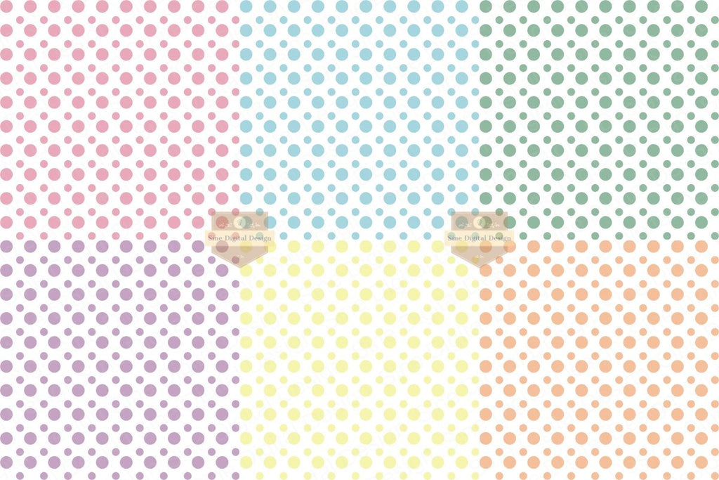 Polka Dot Pattern Seamless Digital Paper Backgrounds - So Fontsy