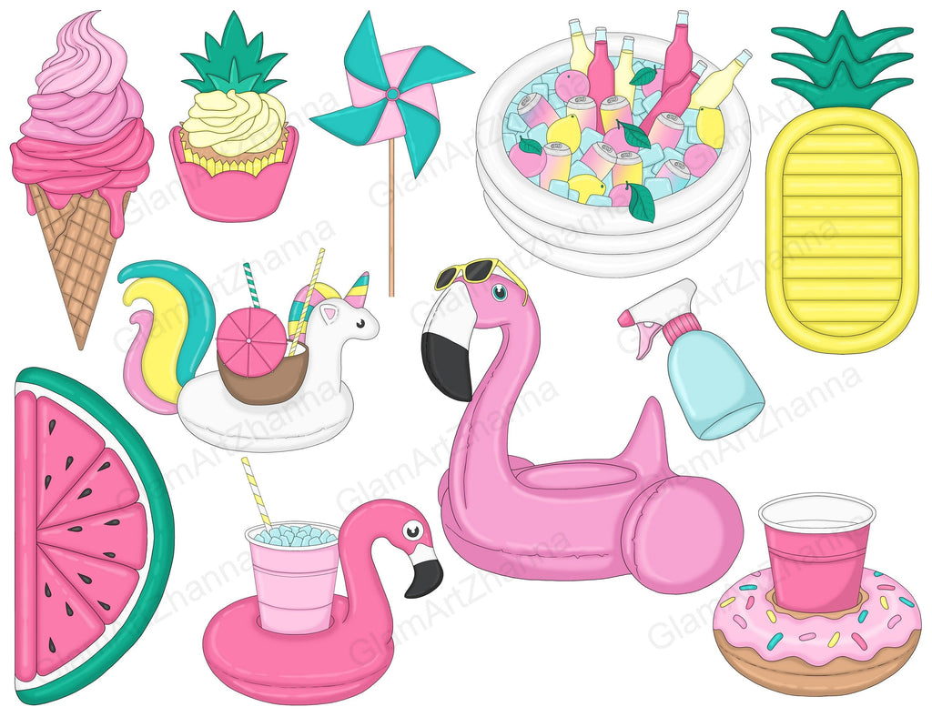 Pool Clipart Bundle | Swimming Illustration - So Fontsy