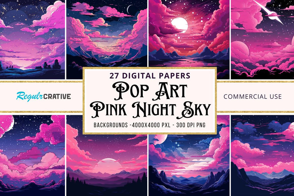 Pop Art Pink Night Sky Bundle - So Fontsy